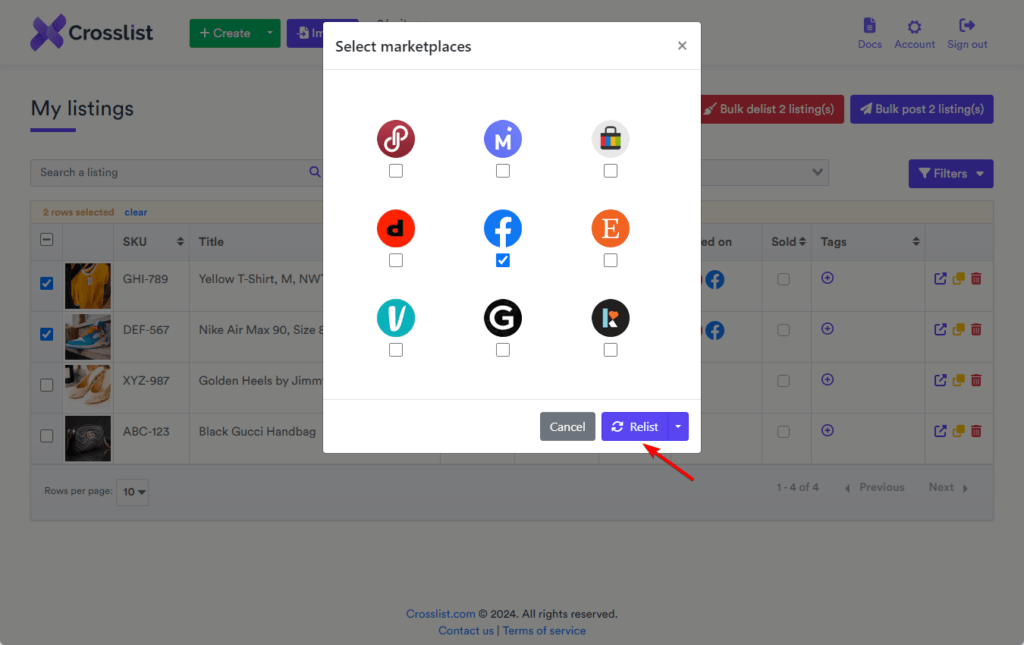 How To Relist And Delist On Multiple Marketplaces With Crosslist
